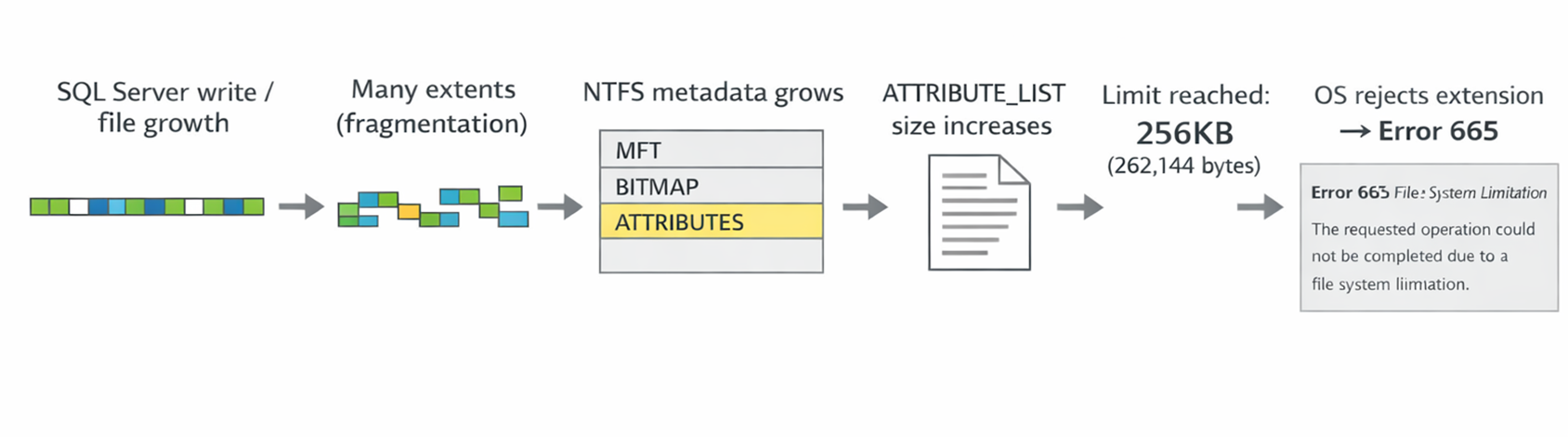 SQL Server Error 665: NTFS ATTRIBUTE_LIST Limit and Fix | DBA park